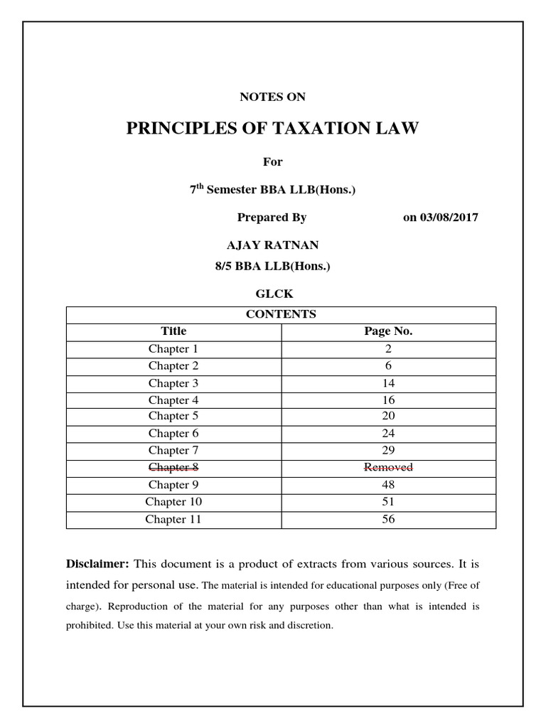 Taxation Notes | PDF | Taxes | Direct Tax