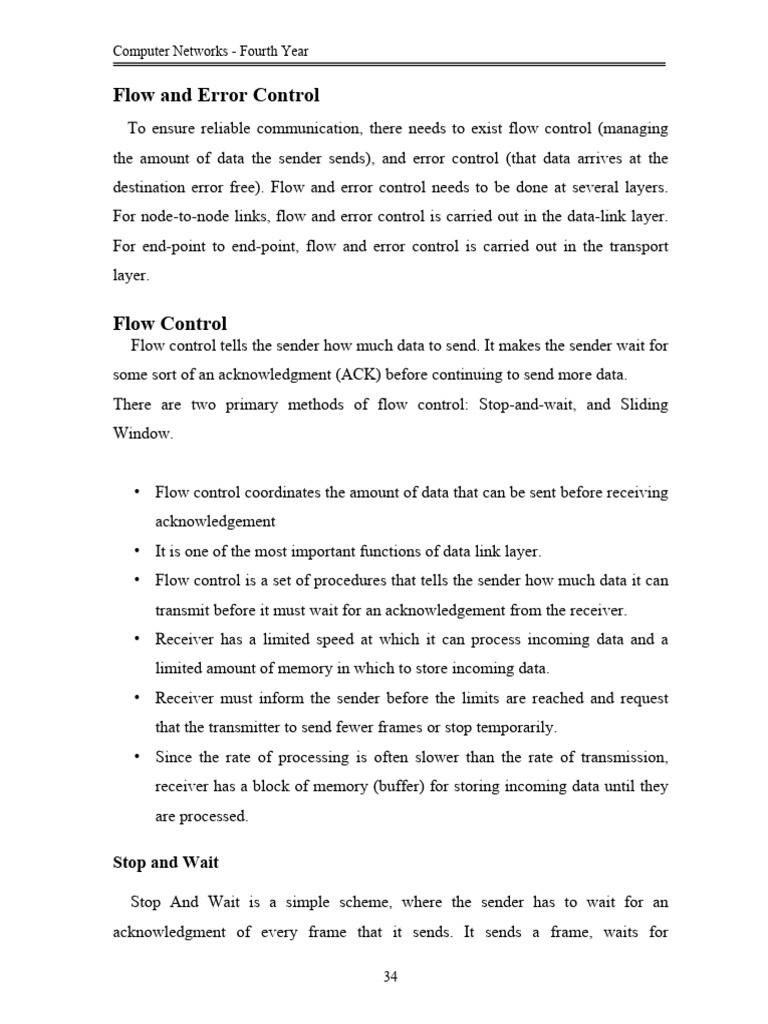 Flow And Error Control 4 Pdf Transmission Control Protocol Error Detection And Correction