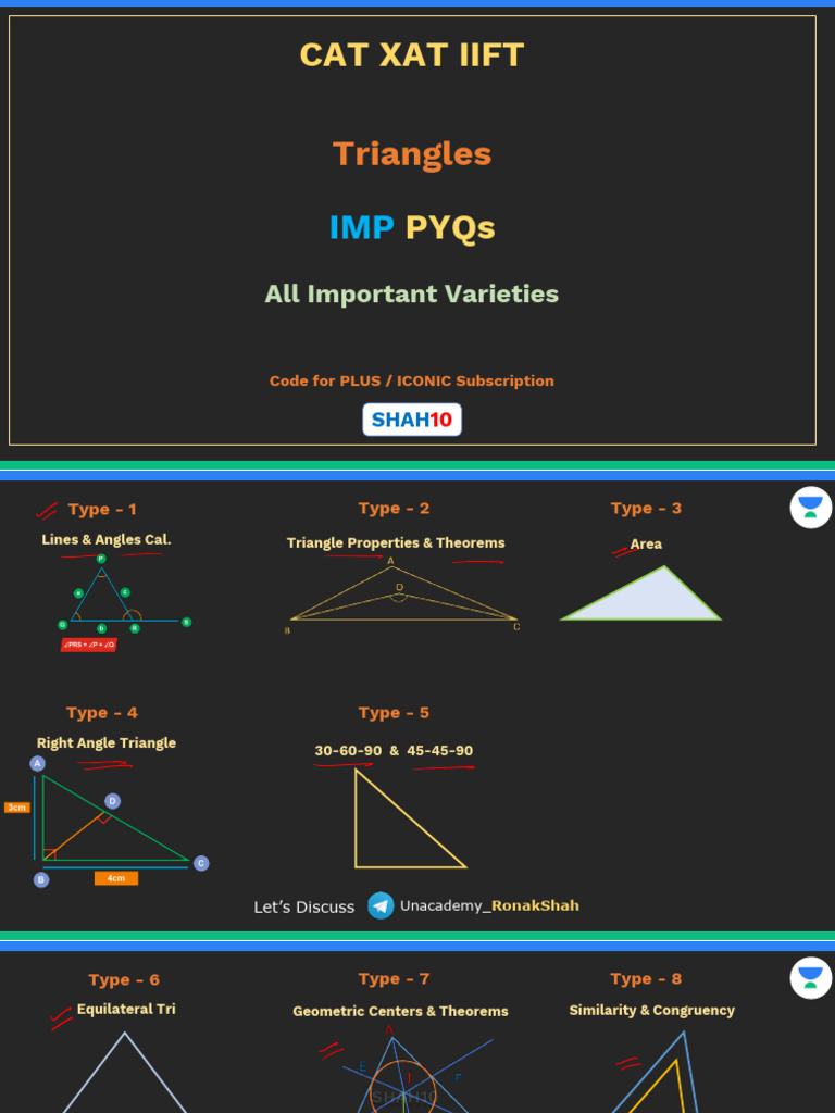 Session 3 - IMP Triangle PYQs - 17 Oct | PDF | Triangle | Area