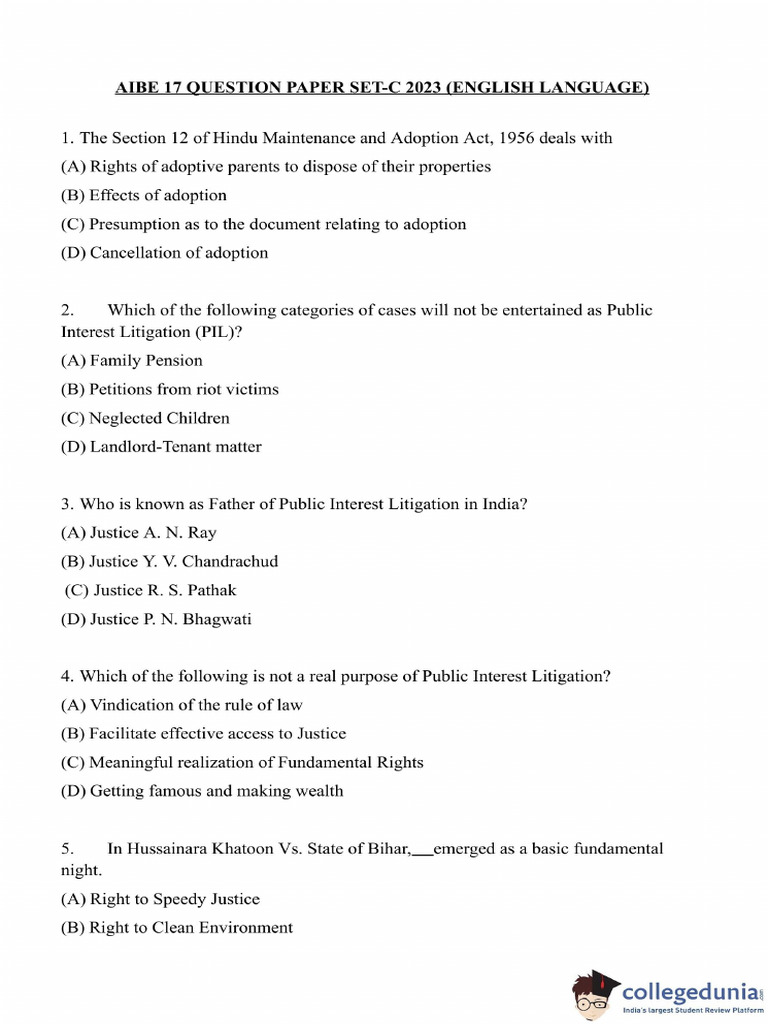 AIBE_17_Question_Paper_Set_C__26592465e652c00ec3f67bea2f168c05 | PDF