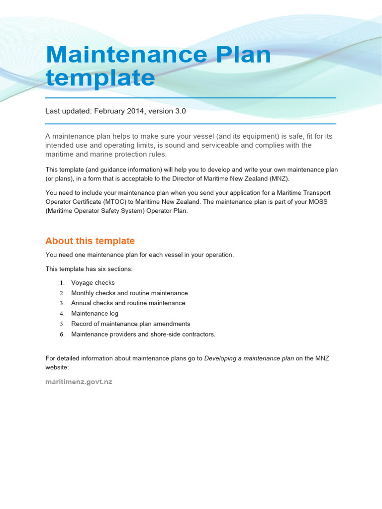 Maintenance Plan Template Download Free Pdf Manufactured Goods