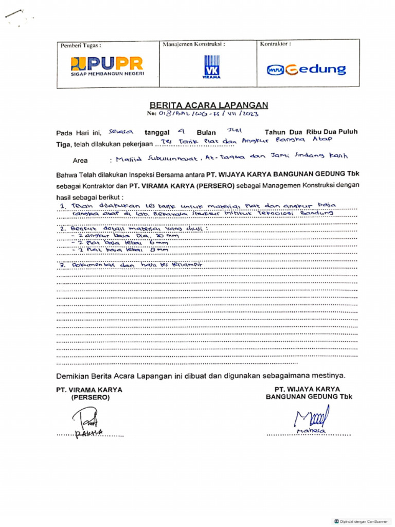 018 - Tes Tarik Plat Dan Angkur Rangka Atap | PDF