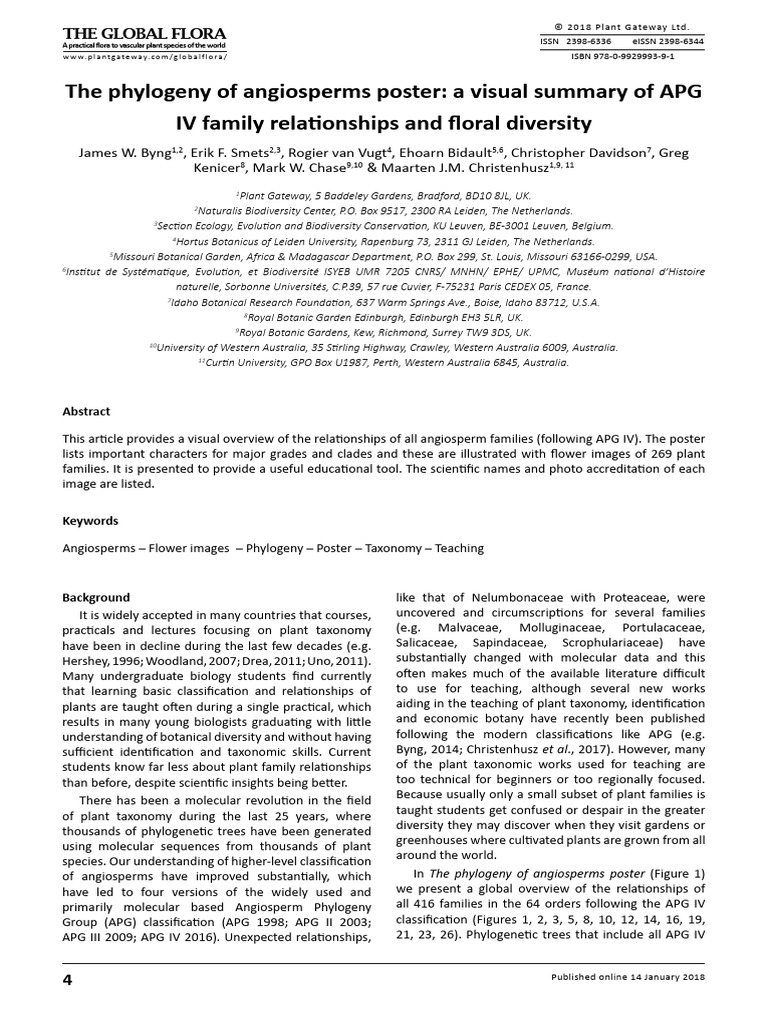 Poster The Global Flora Vol 1 | PDF | Taxonomy (Biology) | Biology