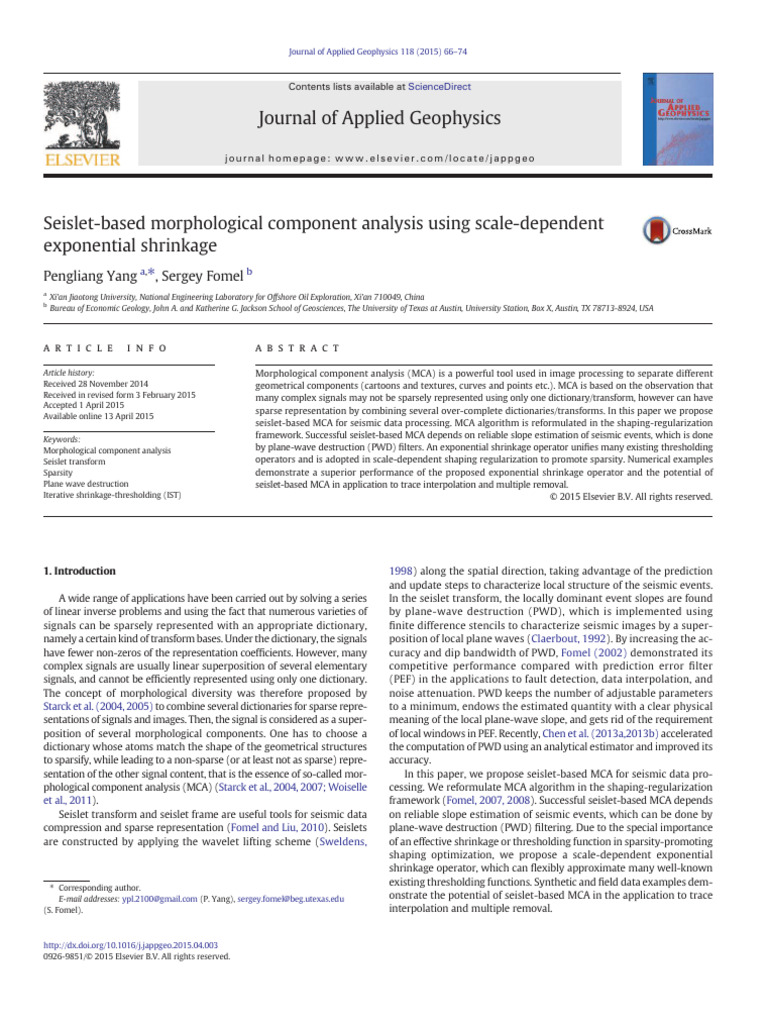 Seislet Based Morphological Component An | PDF | Inverse Problem | Signal To Noise Ratio