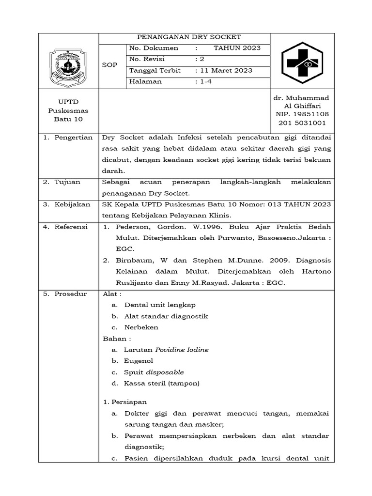 Penanganan Dry Socket | PDF