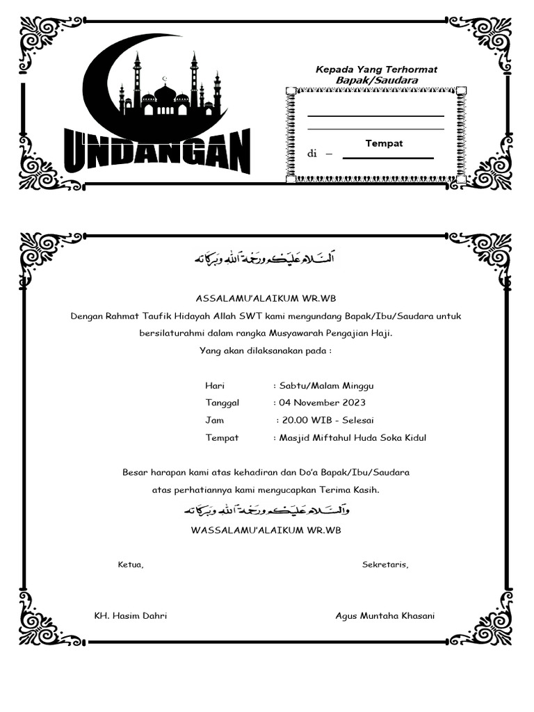 Contoh Undangan Syukuran Keberangkatan Haji | PDF