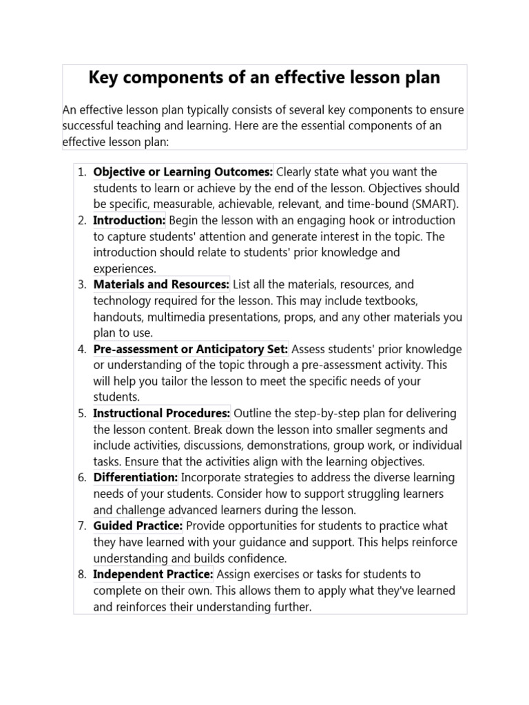 Essential Elements of Lesson Planning | PDF | Lesson Plan | Learning