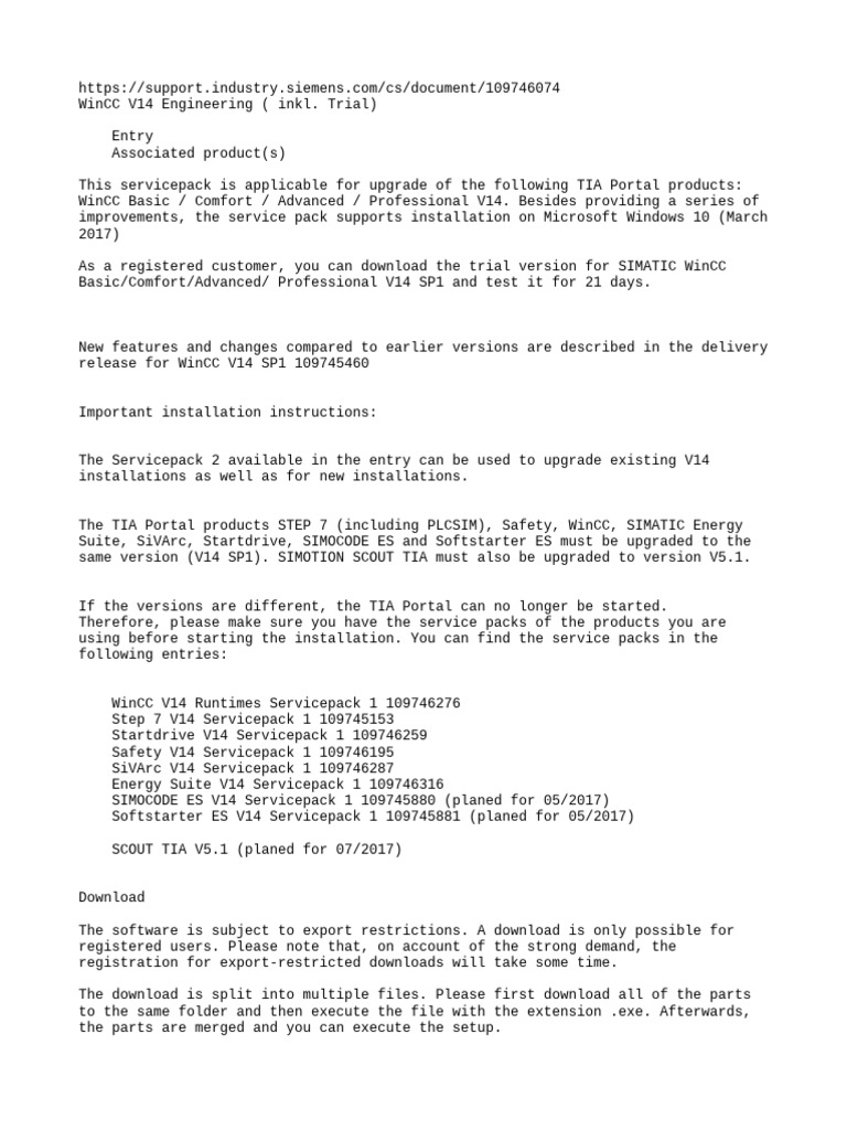 WinCC V14 SP1 Engineering | PDF | Windows 10 | System Software