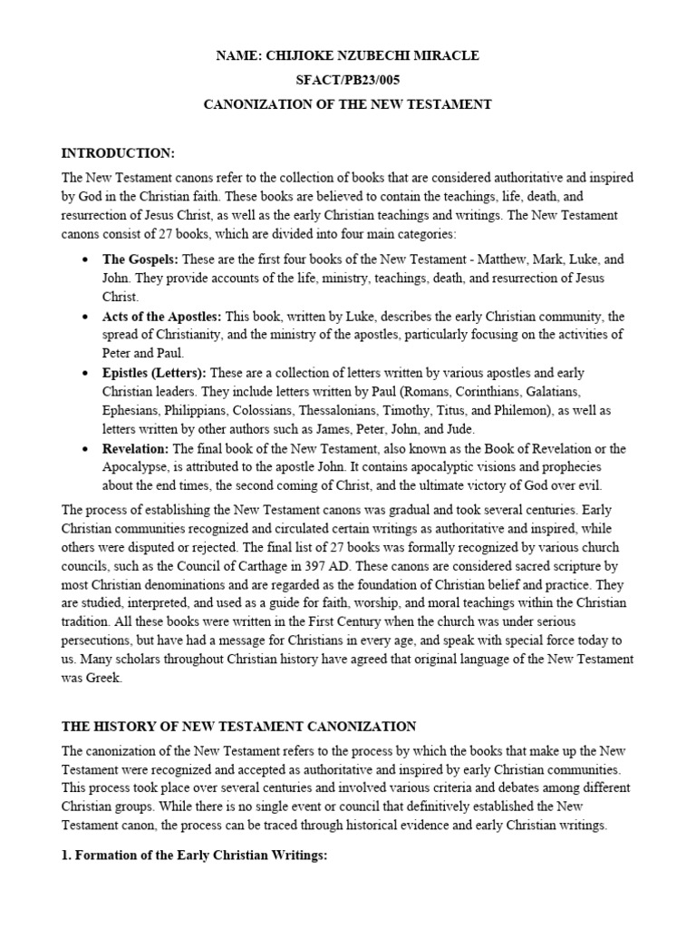 Apostlic Age Assignment | PDF | New Testament | Biblical Canon