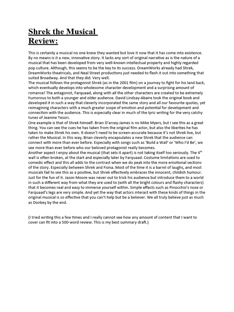 Shrek The Musical | PDF