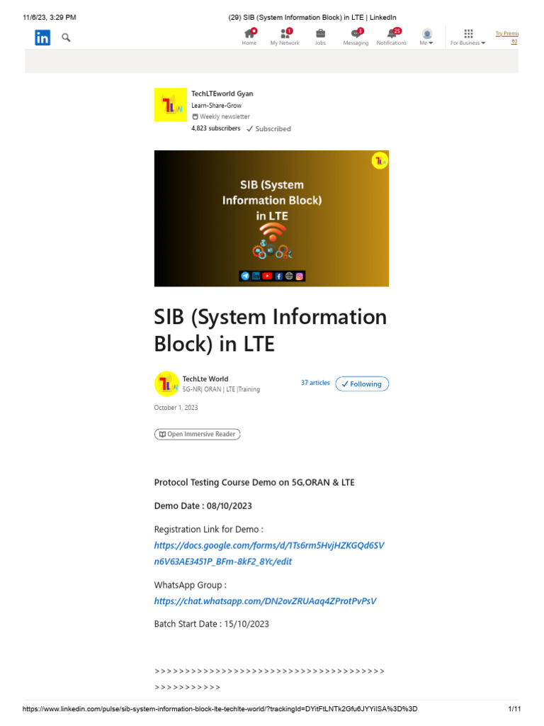 Sib System Information Block In Lte Pdf Cellular Network Radio