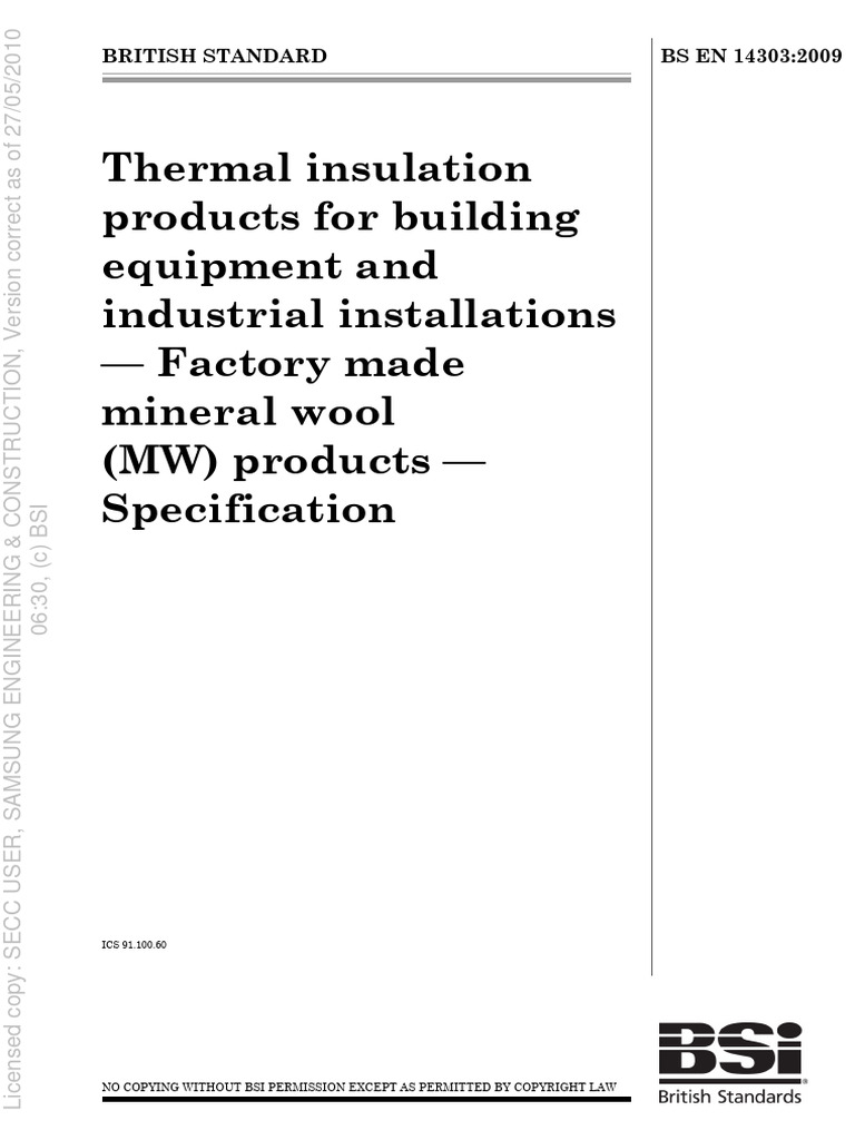BS en 14303-2009 | PDF | Thermal Insulation | Fires
