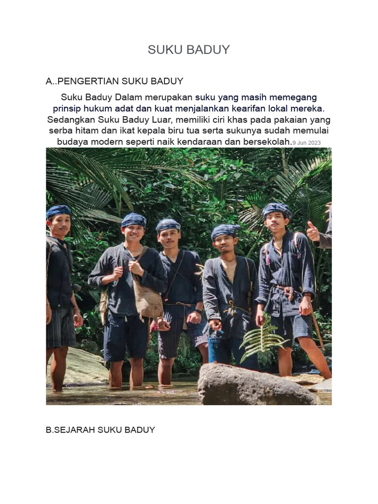 Karakteristik dan Kearifan Suku Baduy | PDF