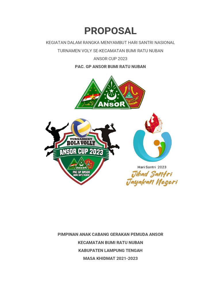 Proposal Turnamen Ansor Cup 2023 | PDF