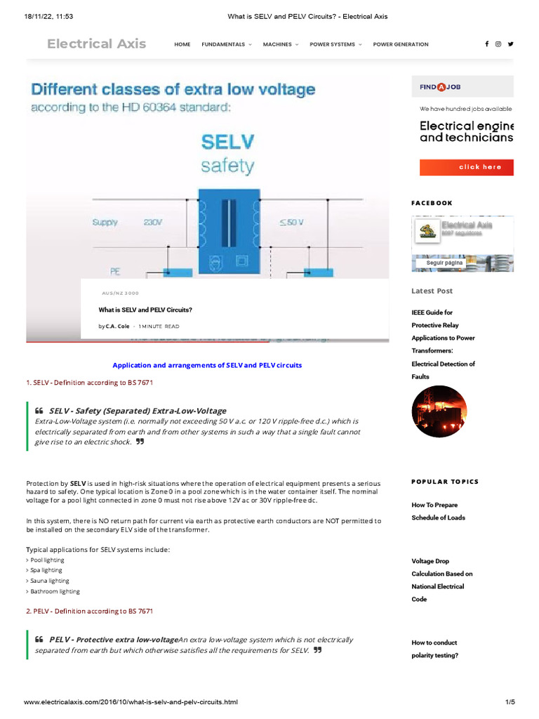 SELV and PELV Circuit Applications | PDF | Electrical Components ...
