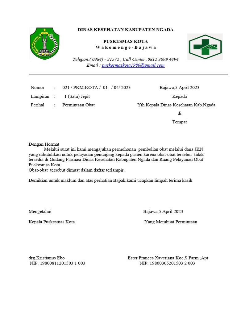 Surat Permintaan Obat Dan SP JKN 2023 | PDF