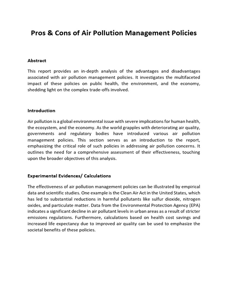Pros & Cons of Air Pollution Management Policies | Download Free PDF ...