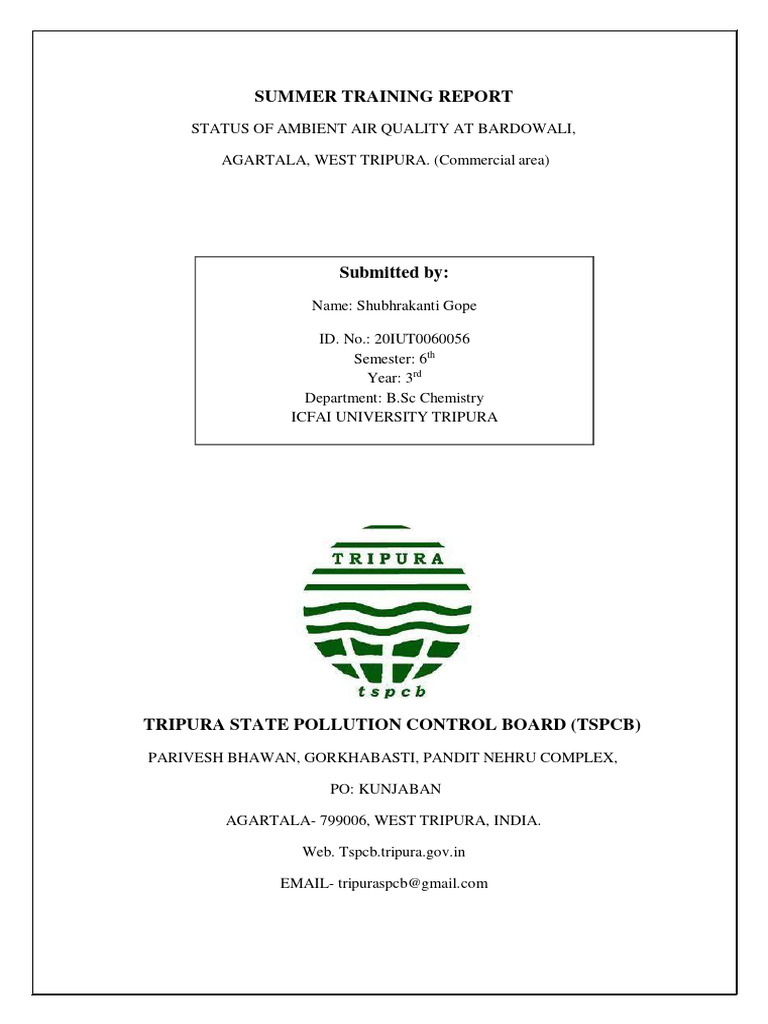 Summer Training Report | PDF | Air Pollution | Particulates