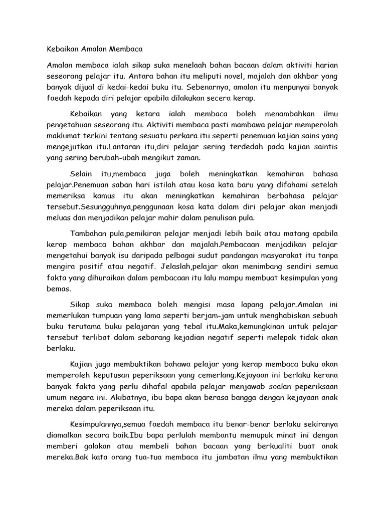 Kebaikan Amalan Membaca | PDF | Karier & Perkembangan | Kesehatan Holistik