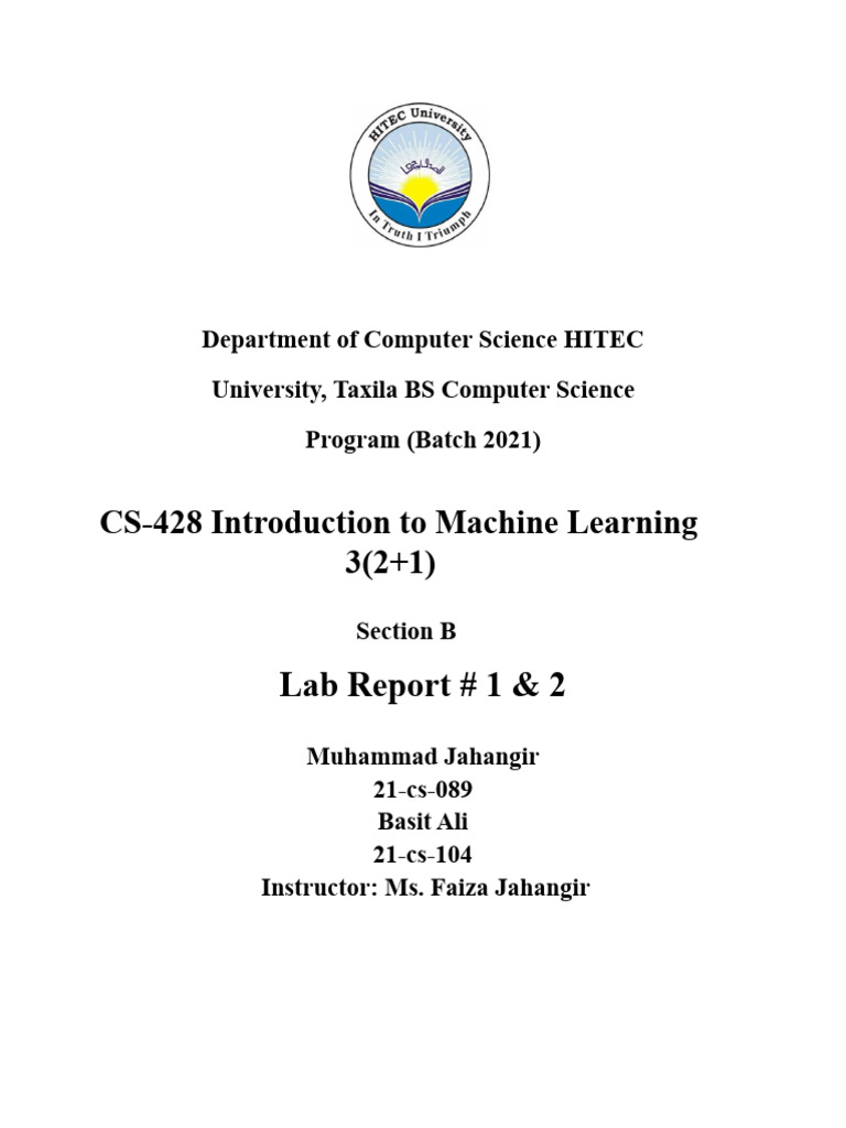 Lab 1 2 ML | Download Free PDF | Computer Program | Programming