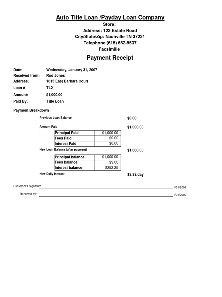 Loan Payment Receipt | PDF