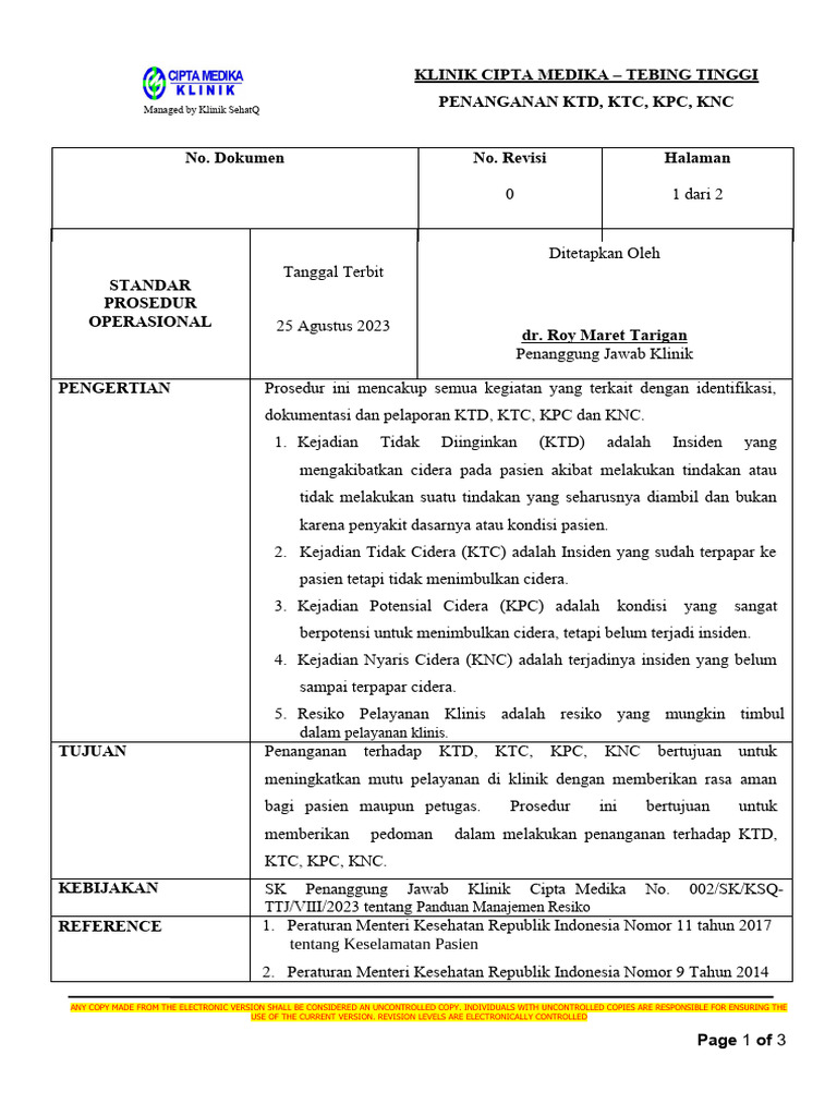 SPO Penanganan KTD | PDF