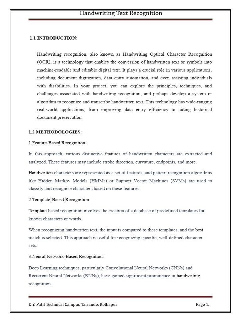 Project HRT Report | PDF | Optical Character Recognition | Accuracy And ...