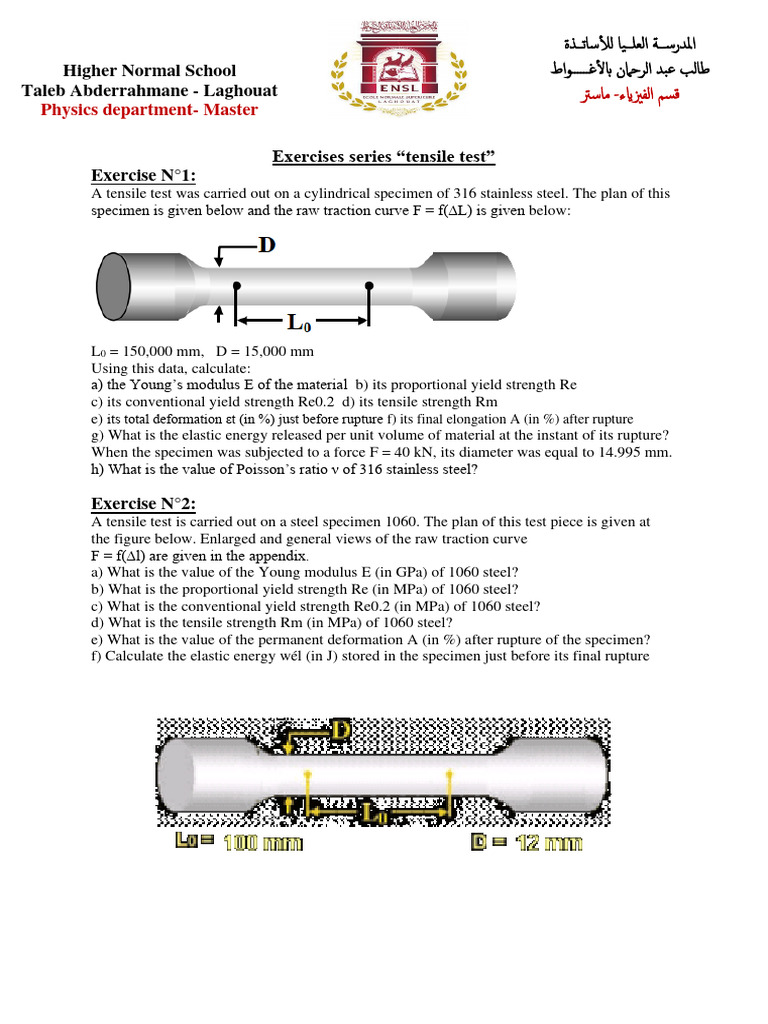 Tensil Test TD | PDF | Strength Of Materials | Ultimate Tensile Strength