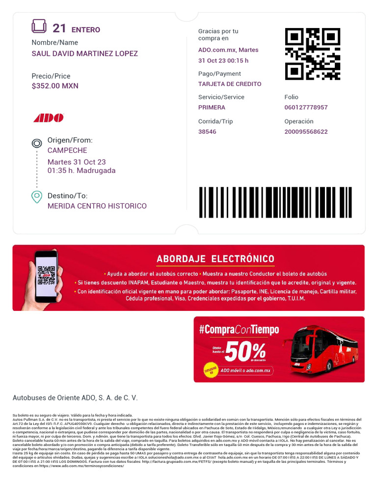 Tu Boleto ADO | PDF