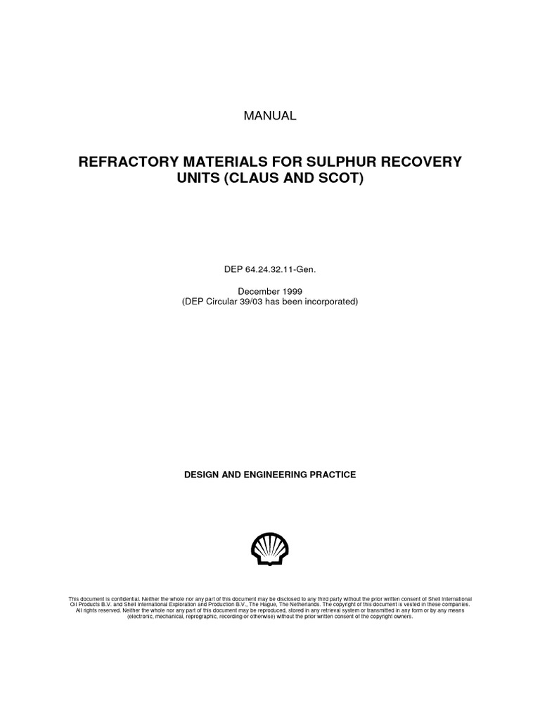 Refractory Materials For Sulphur Recovery Units | PDF | Refractory ...