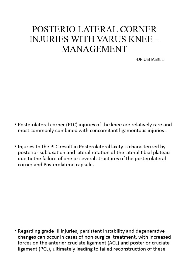 Posterio Lateral Corner Injuries With Varus Knee | PDF | Knee | Lower ...