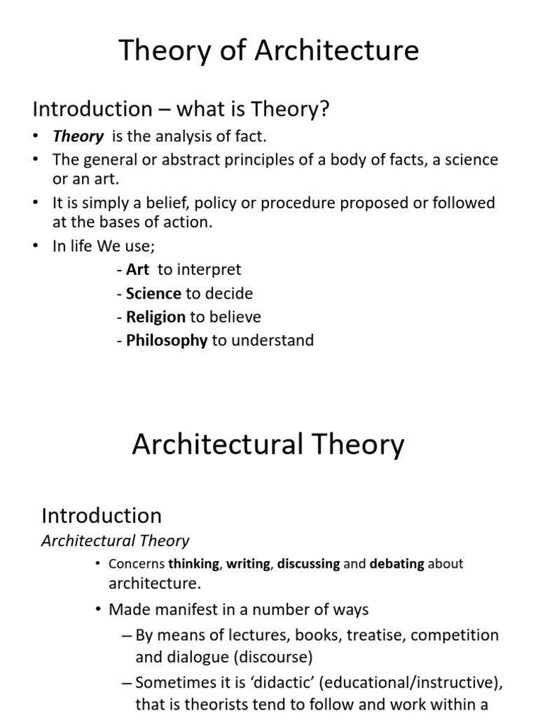 Theory of Architecture I Lecture A | PDF | Theory | Wound