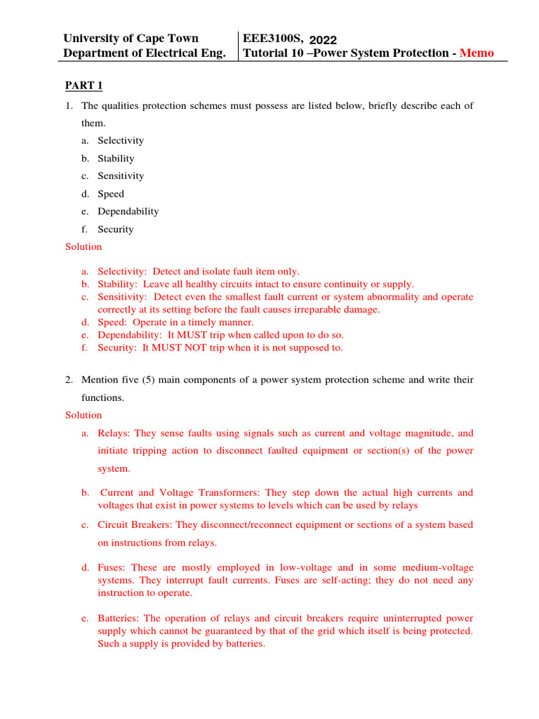 Power System Protection Tutorial Memo | PDF | Power (Physics) | Power ...