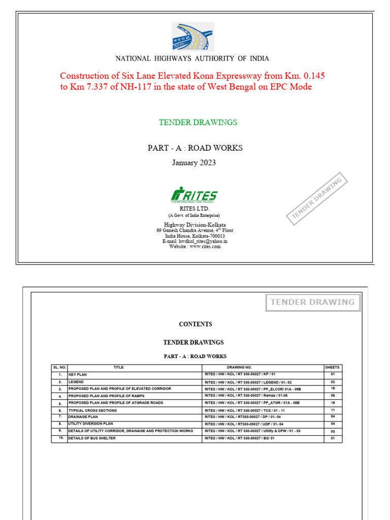 Tender Drawing Kona Exp - Part-A-Roads | PDF | Transport Infrastructure ...