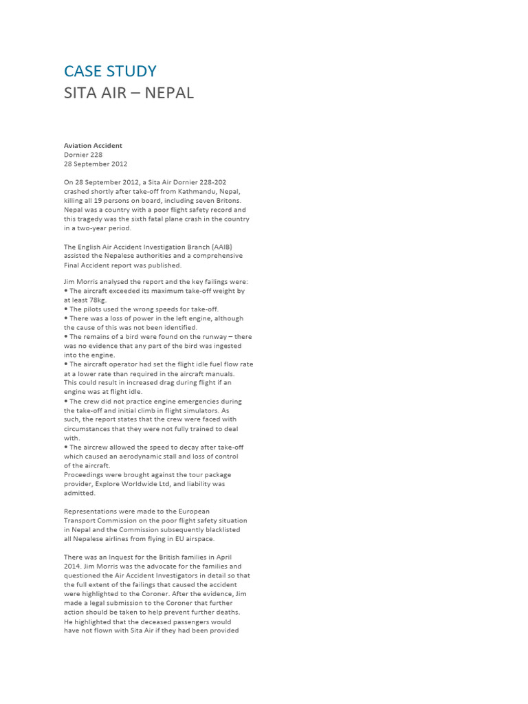 Sita Air Case Study | PDF | Aviation Accidents And Incidents | Aviation Safety