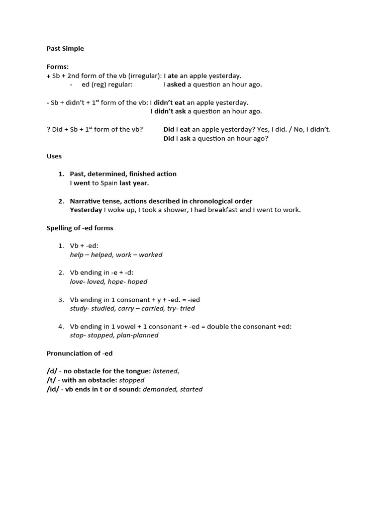 Past Simple_Continuous-Past Perfect Simple_Continuous | PDF | Grammar | Language Families