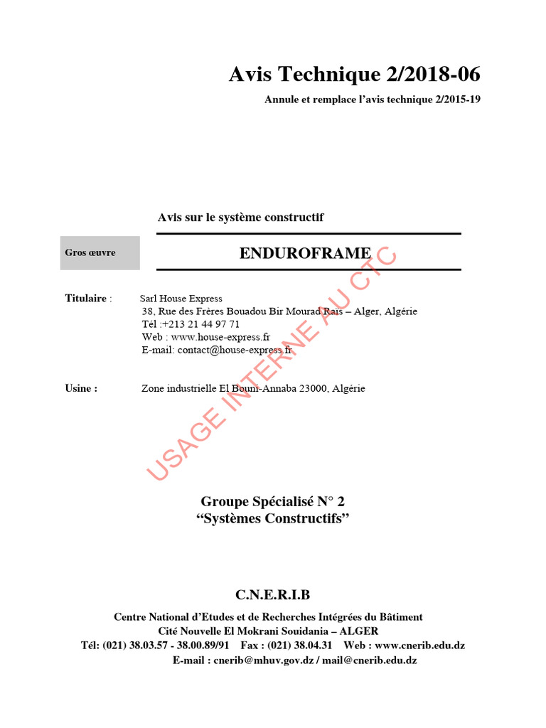 AU CTC: Avis Technique 2/2018-06 | PDF | Acier | Corrosion