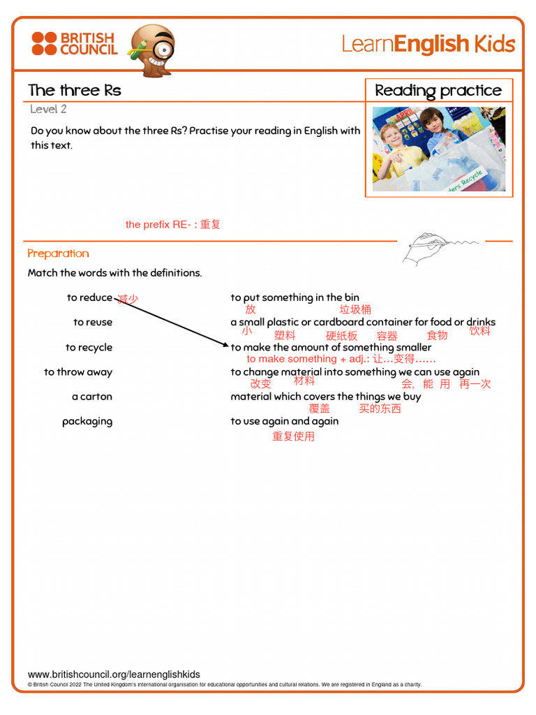 Reading Practice The Three Rs Worksheet | PDF | Reuse | Recycling