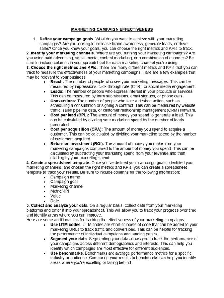 Marketing Campaign Effectiveness | PDF | Performance Indicator | Marketing