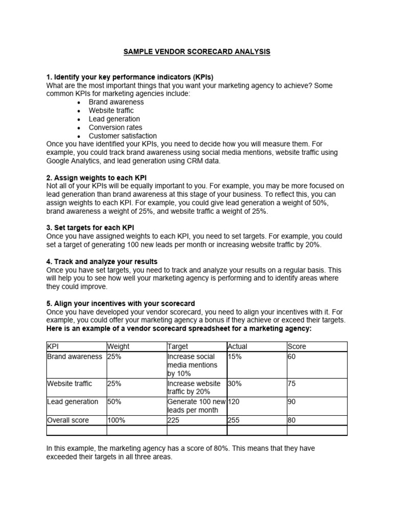 Vendor Scorecard Analysis Guide | PDF | Performance Indicator ...