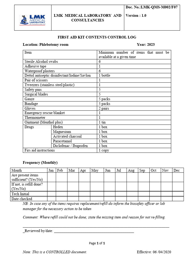 FIRST AID - Phlebotomy Room | PDF | Clinical Medicine | Medicine