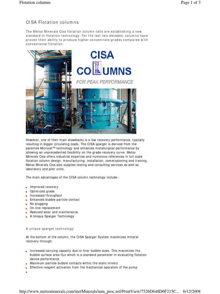 Cisa Floatation Column | PDF | Physical Sciences | Chemistry
