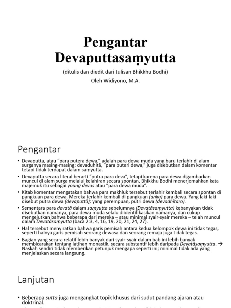 Pemahaman tentang Devaputta dalam Buddhisme | PDF