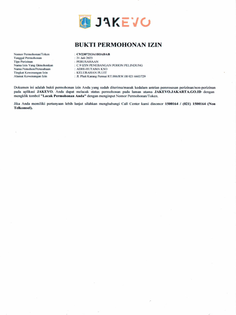 Bukti Pengajuan Penebangan Pohon Pelindung Jakevo JSS | PDF | Science ...