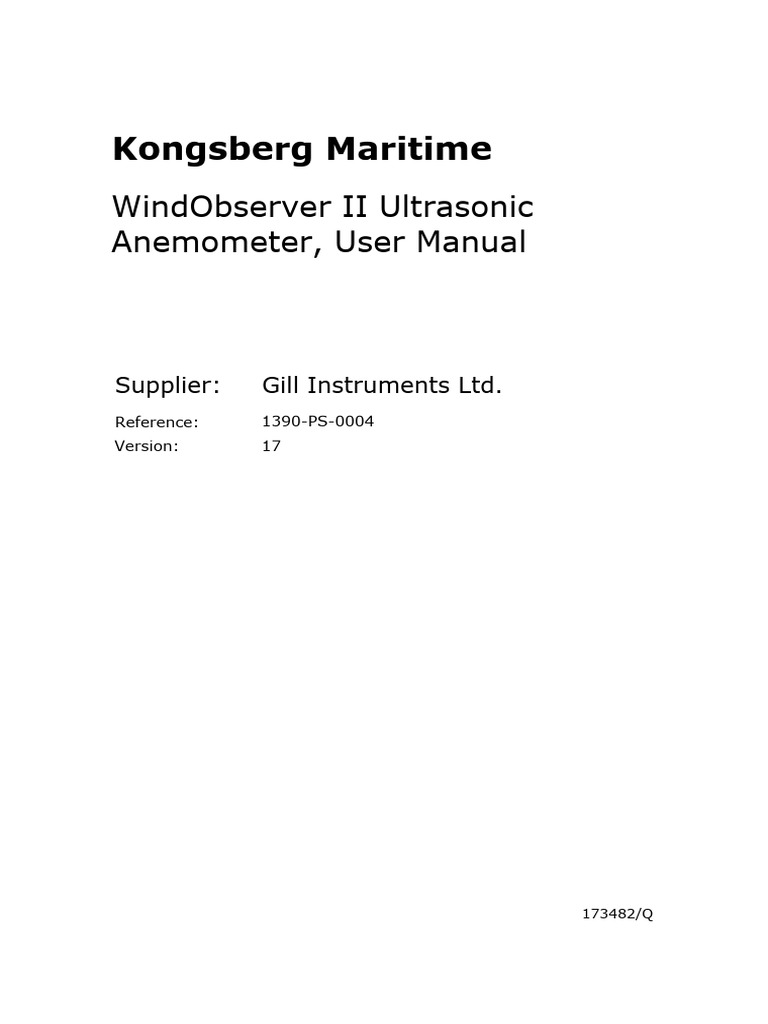 Kongsberg Maritime: Windobserver Ii Ultrasonic Anemometer, User Manual ...