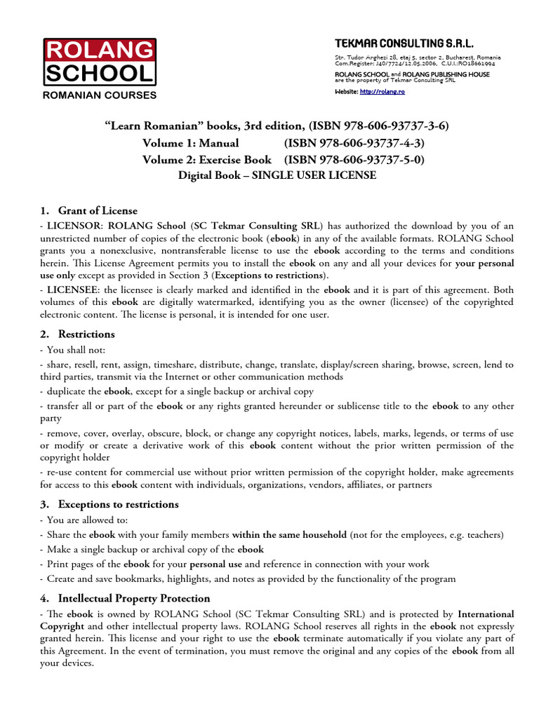 04 - Learn Romanian LICENSE (Ebook 3rd Edition 2020 - ROLANG School ...