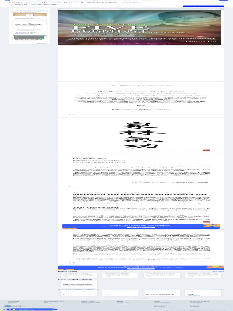 SFQ Five Element Movements Manual - PDF - SPRING FOREST QIGONG FIVE ELEMENT QIGONG MOVEMENTS FOR ...