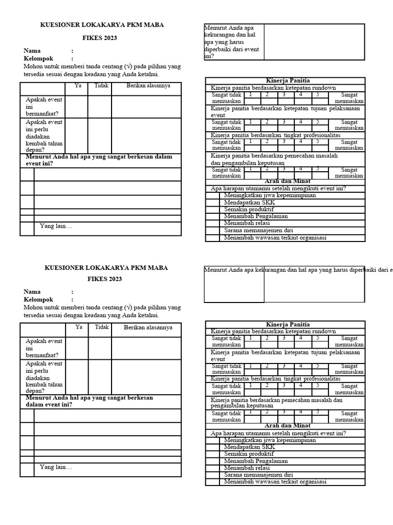 (New) Kuesioner Bk2mb Ospro Gizi 2023 | PDF