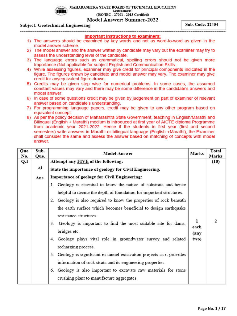 Model Answer: Summer-2022 | PDF | Geotechnical Engineering | Applied And Interdisciplinary Physics