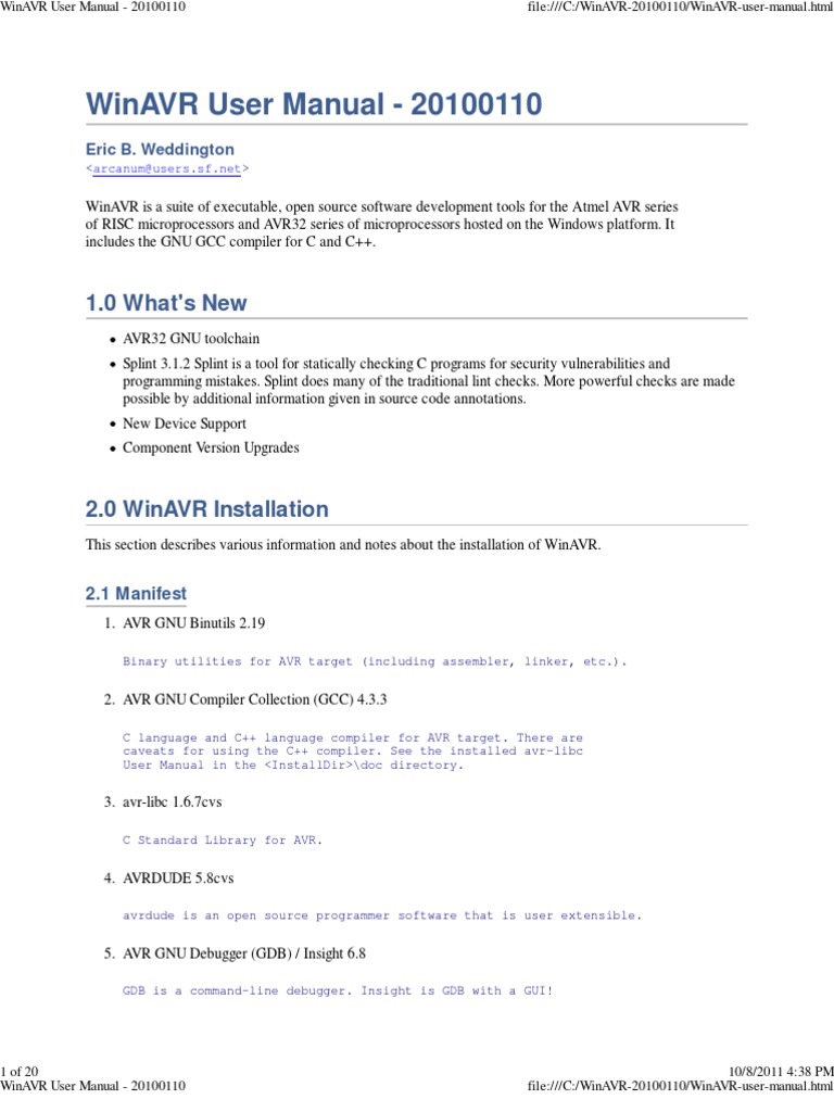 WinAVR User Manual - 20100110 | PDF | Integrated Development Environment | Installation ...